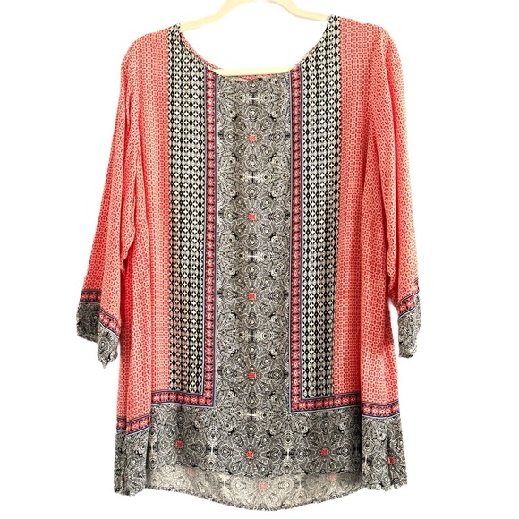 Rose & Olive | Tops | Rose Olive Red And Black Boho Print 34 Sleeve ...
